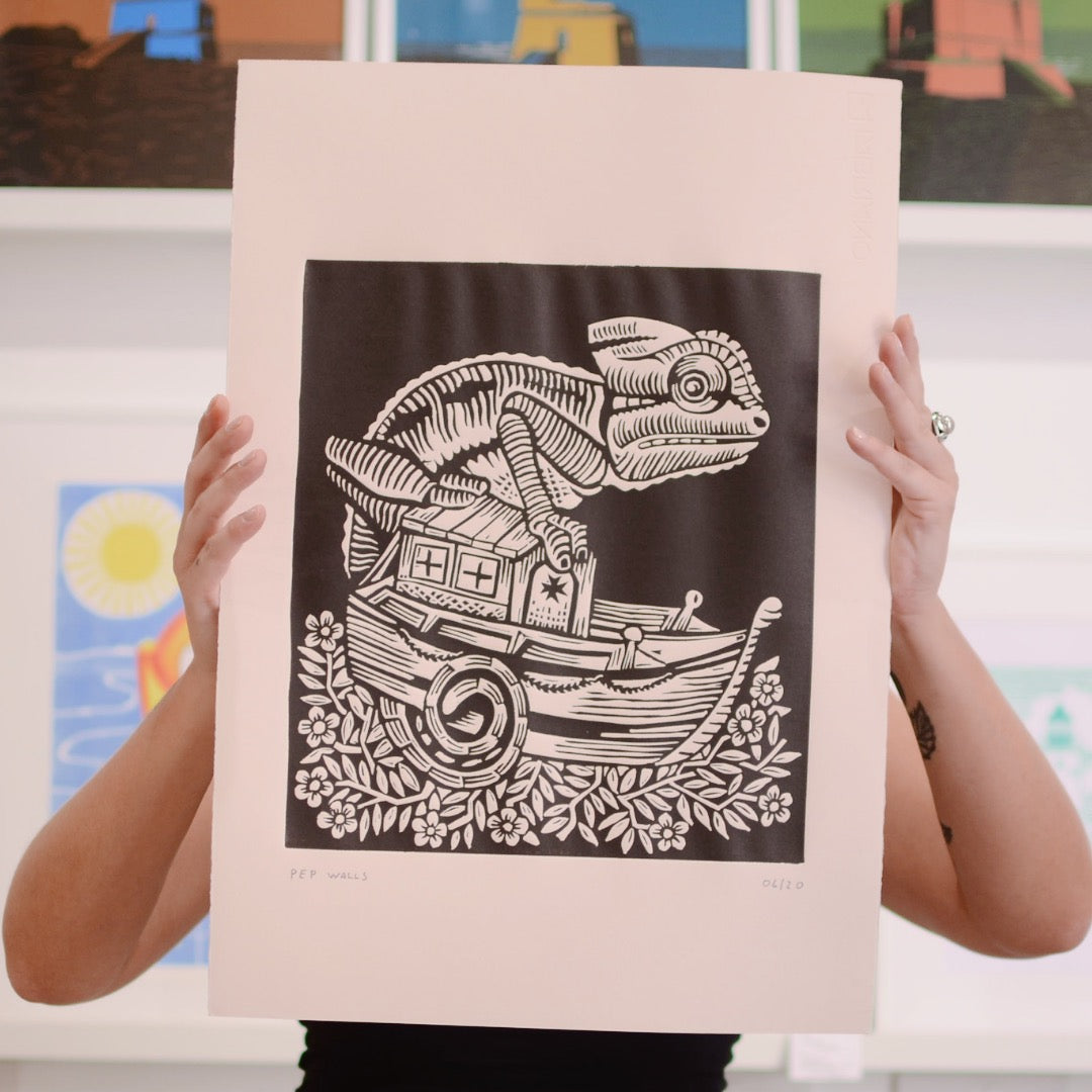 Chameleon Boat | Lino Print – il-lokal